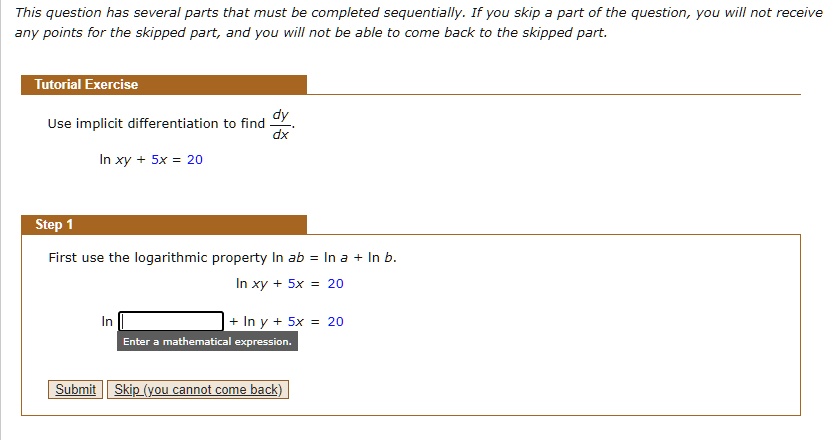 SOLVED:This question has several parts that must be completed sequentially. If you skip part of ...