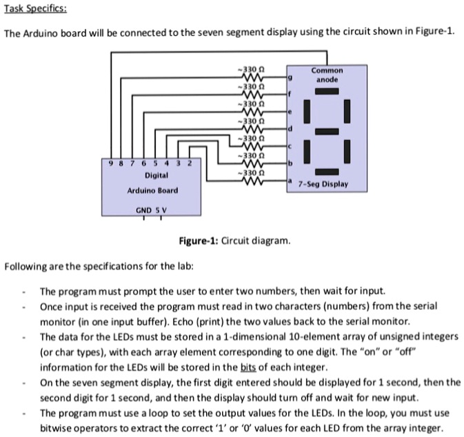 SOLVED: Task Specifics: The Arduino board will be connected to the seven-segment display using ...