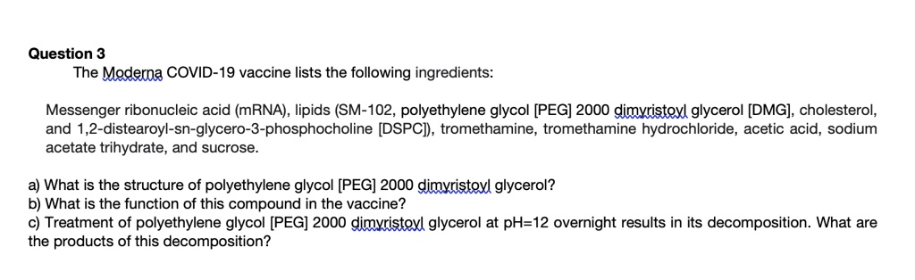 question 3 the moderna covid 19 vaccine lists the following ingredients ...