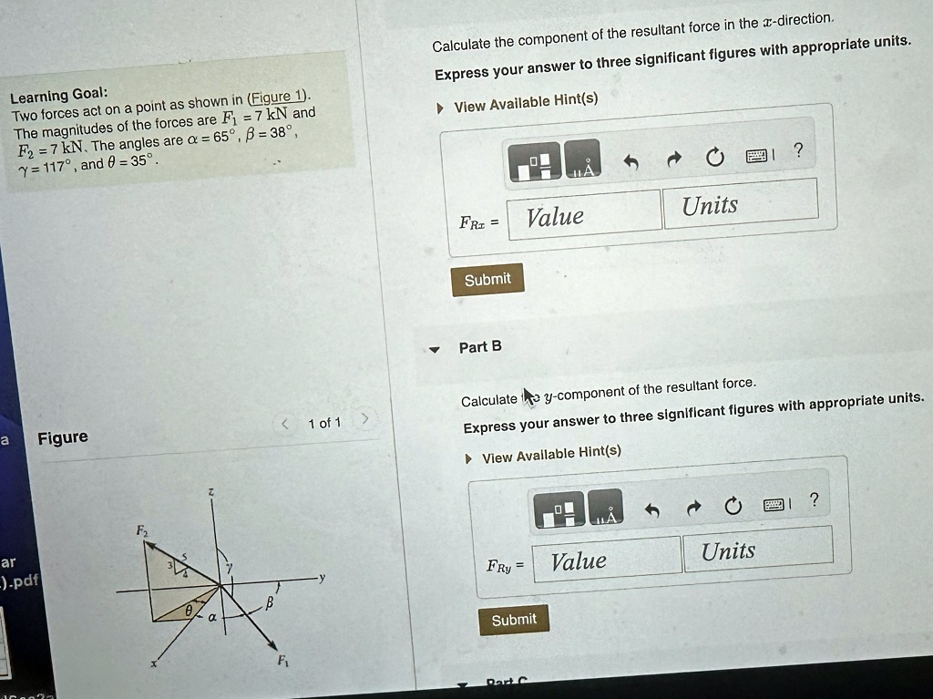 Learning Goal Two Forces Act On A Point As Shown In Figure 1 The Magnitudes Of The Forces Are F1