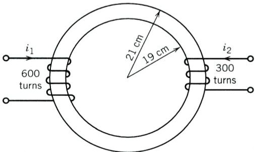 SOLVED: Two coils are wound on the toroidal core as shown in the figure. The core is made of ...