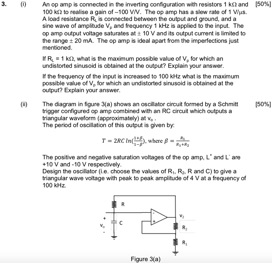 please show the steps in solving this questions 3 i an op amp is connected in the inverting ...