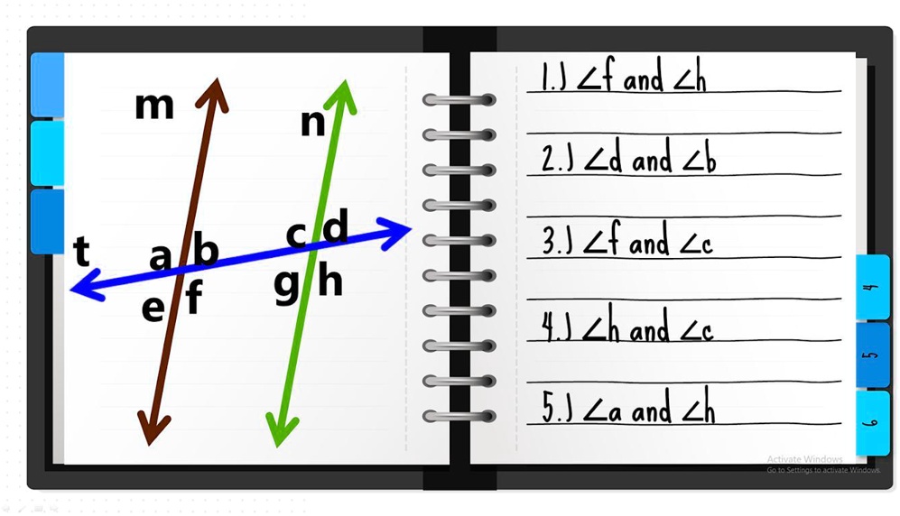 SOLVED: Identify the angle relationship for each pair. Write corresponding angles, alternate ...
