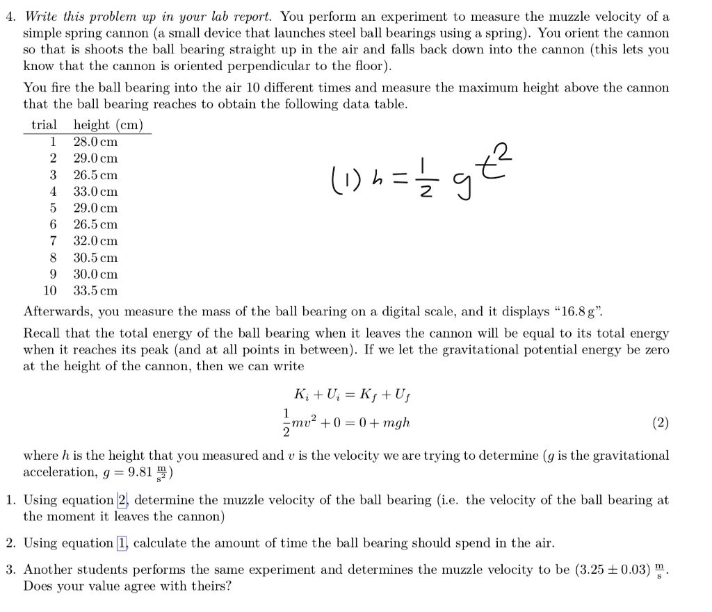 SOLVED: Write this problem Up in your lab report. You perform al ...