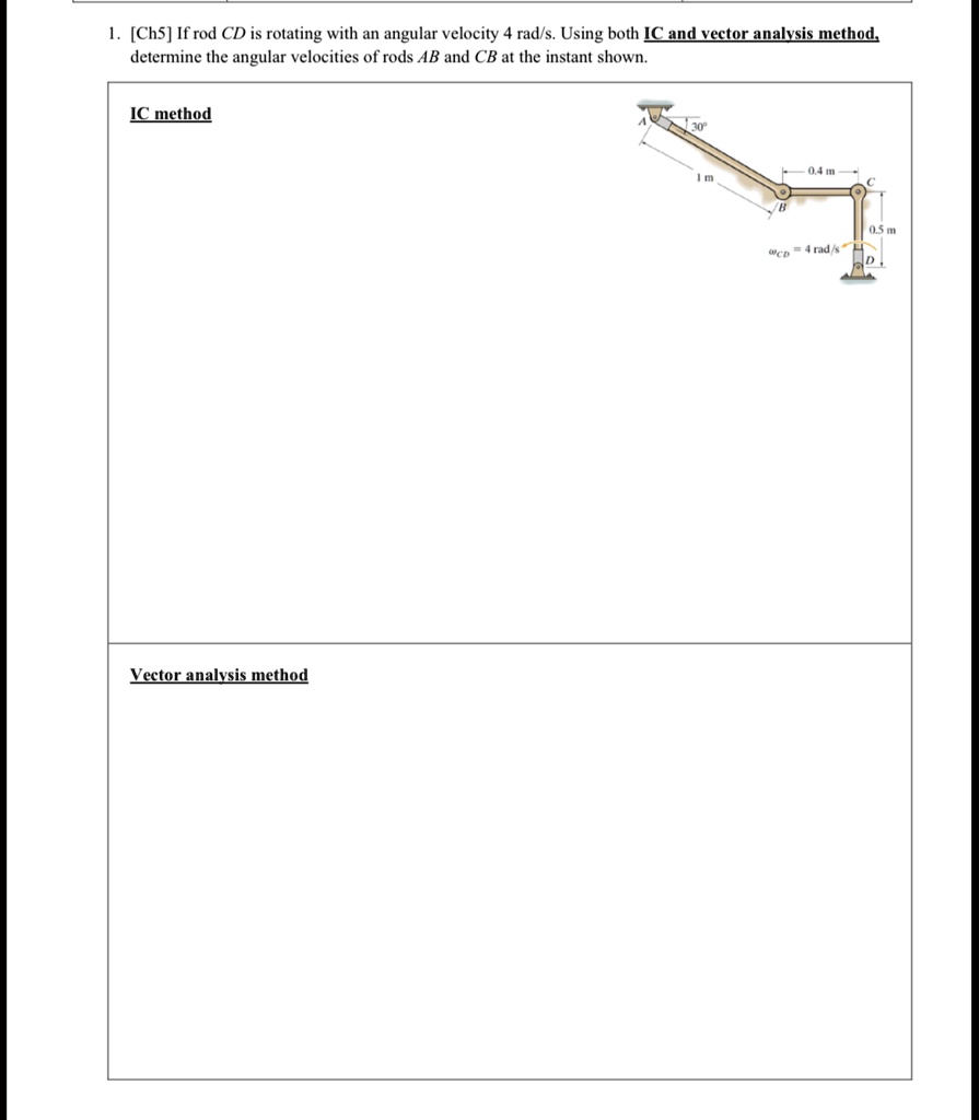 SOLVED: [Ch5] If rod CD is rotating with an angular velocity 4ra(d)/(s). Using both IC and ...