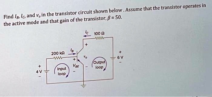 SOLVED: Text: Find Ig, Ic, and V in the transistor circuit shown below. Assume that the ...