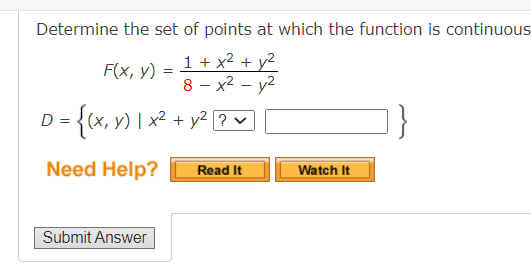 SOLVED: Determine the set of points at which the function is continuous ...