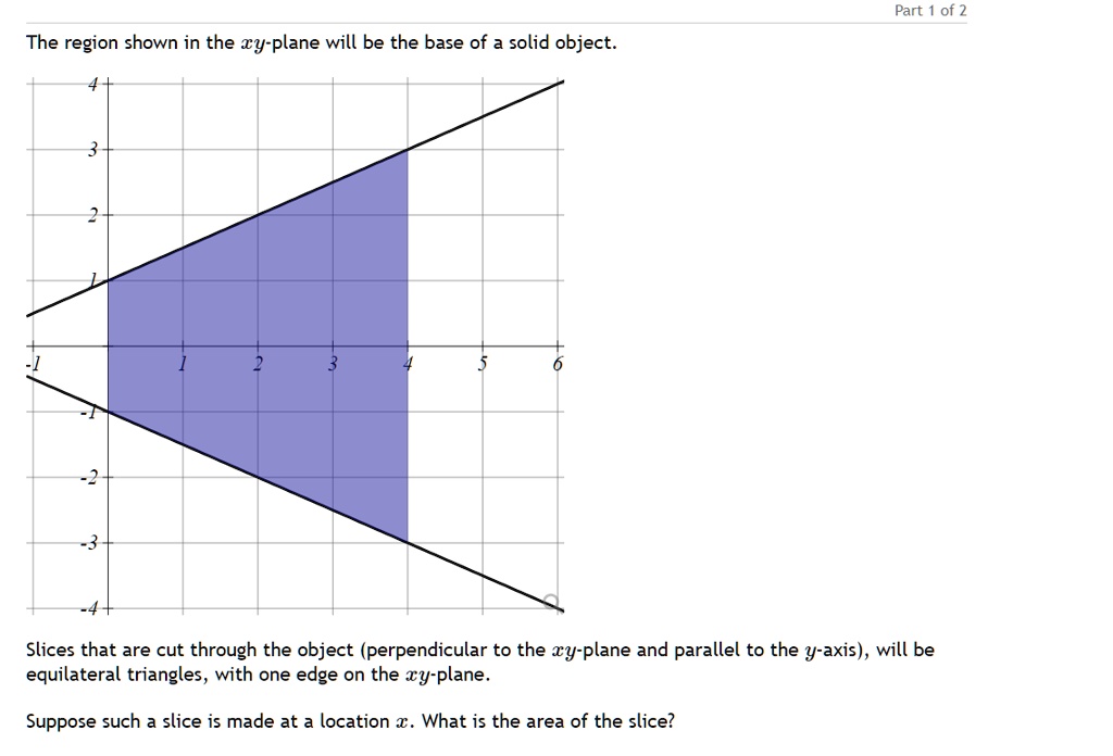 Part 1 of 2 The region shown in the xy-plane will be the base of a ...