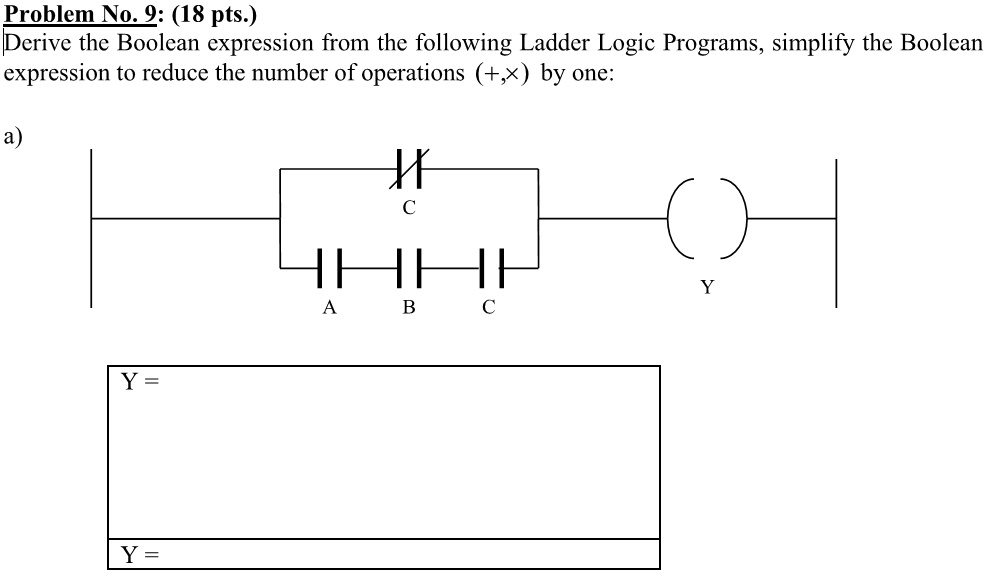 Problem No. 9: (18 pts.) Derive the Boolean expression from the ...