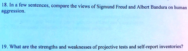 SOLVED: 18. In a few sentences, compare the views of Sigmund Freud and ...