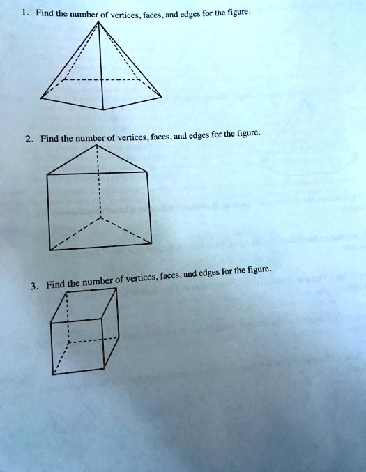 SOLVED: Find the number of vertices, faces , and edges for the figure ... SOLVED: Find the number of vertices, faces , and edges for the figure ...