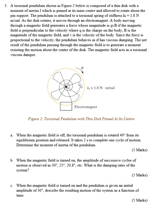 3 a torsional pendulum shown in figure 2 below is composed of a thin ...