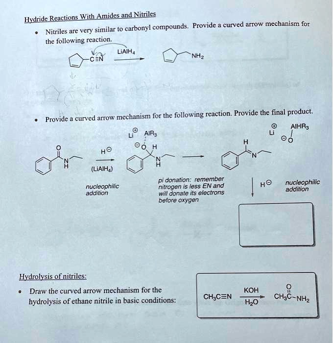 Nd nitriles lydride reactions with amides carbonyl compounds...