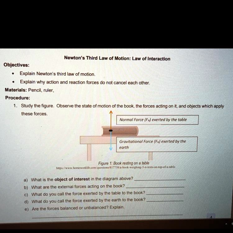 SOLVED: Newton's Third Law of Motion: Law of Interaction Objectives ...