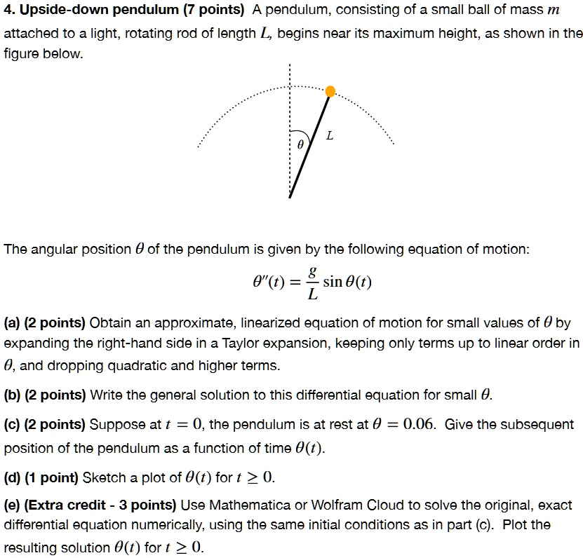 4 upside down pendulum points a pendulum consisting of a small ball of ...