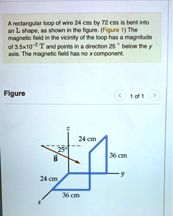 SOLVED: rectangular loop of wire 24 cm by 72 cm is bent into an L shape as shown in the figure ...