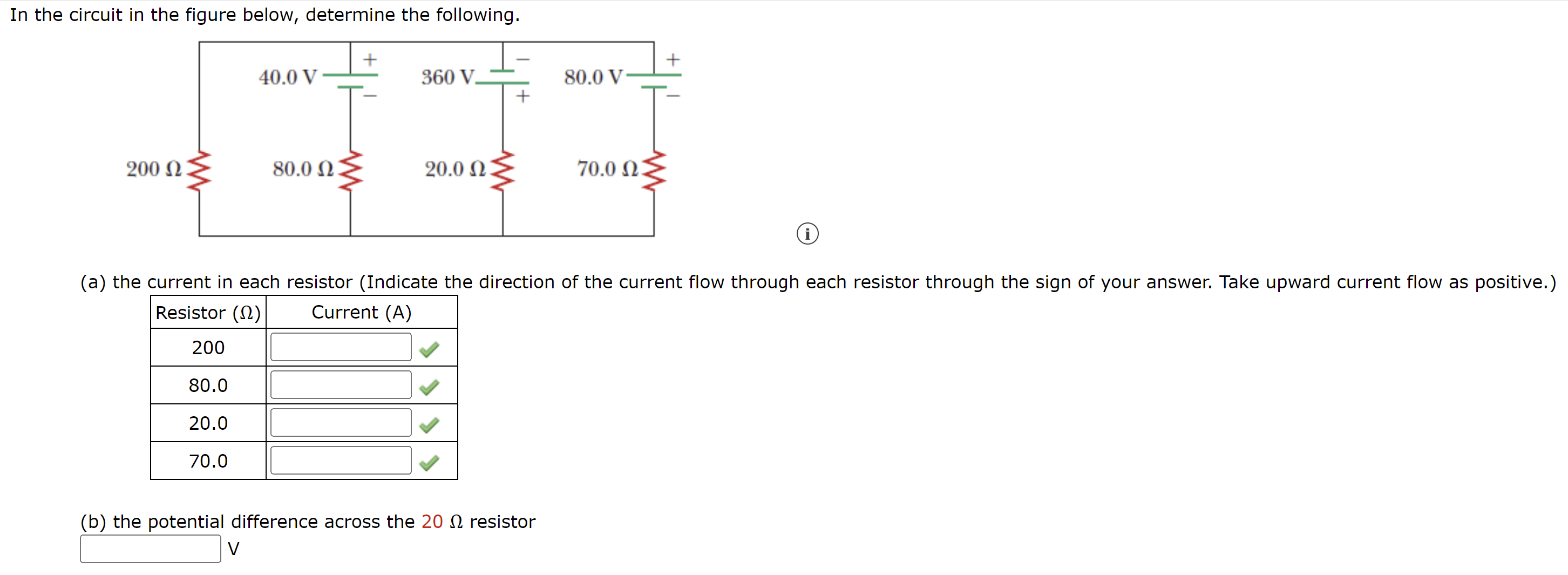 in the circuit in the figure below determine the following a the current in each resistor ...