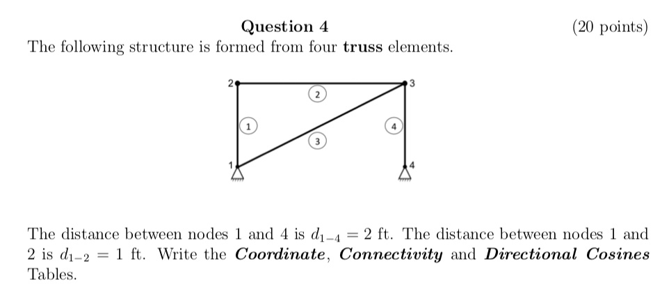 Question 4 (20 points) The following structure is formed from four ...