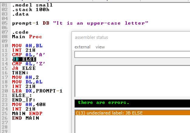 Please help! I am writing an emu8086 program that will place the ASCII value of any character in ...