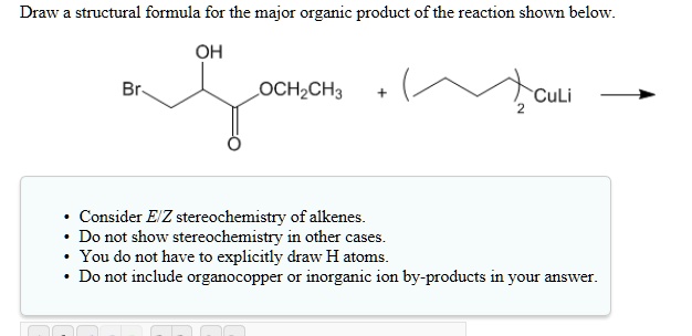 SOLVED: Draw the structural formula for the major organic product of ...