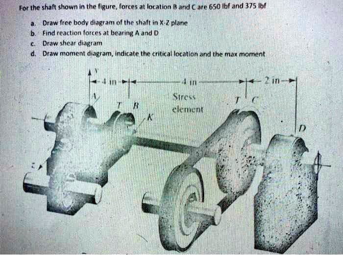 For the shaft shown in the figure, forces at location B and C are 550 ...