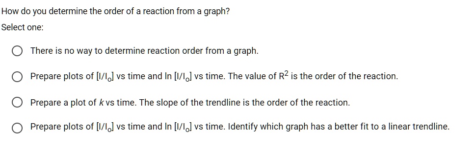 SOLVED: How do you determine the order of a reaction from a graph ...