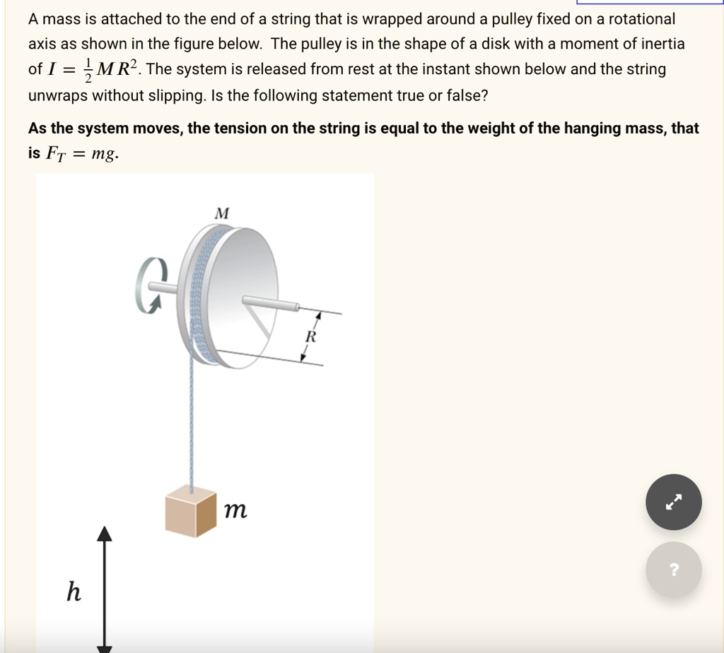 SOLVED: A mass is attached to the end of a string that is wrapped ...