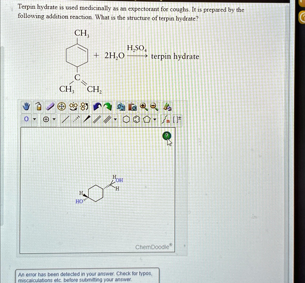 Terpin hydrate is used medicinally as an expectorant for coughs. It is ...