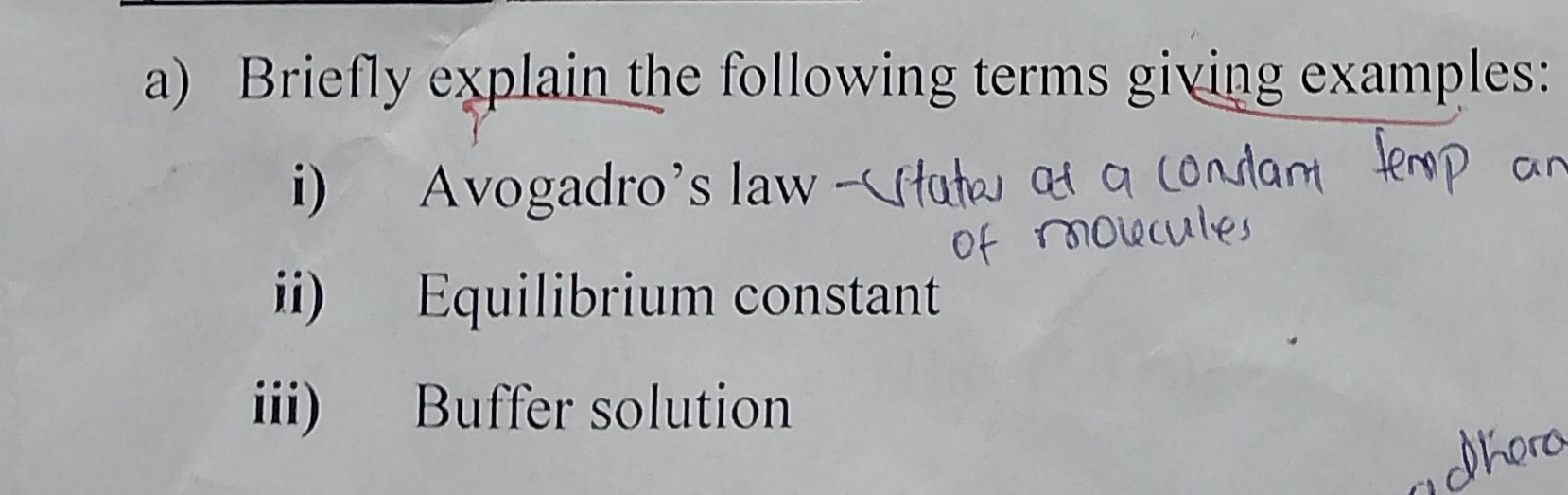 a briefly explain the following terms giving examples i avogadros law ...