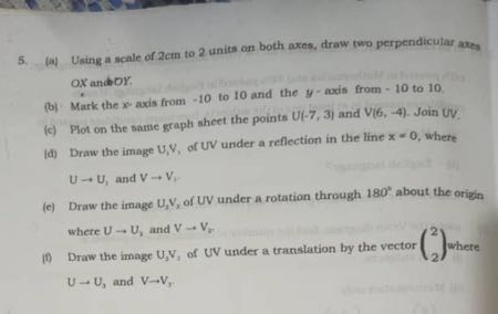 5. (a) Using a scale of 2 cm to 2 units on both axes, draw...