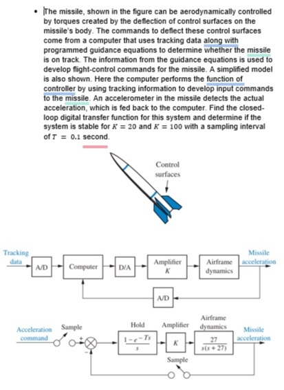 - The missile, shown in the figure can be aerodynamically controlled by torques created by the ...