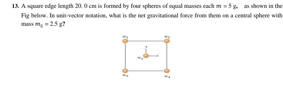 13. A square edge length 20.0 cm is formed by four spheres of equal ...