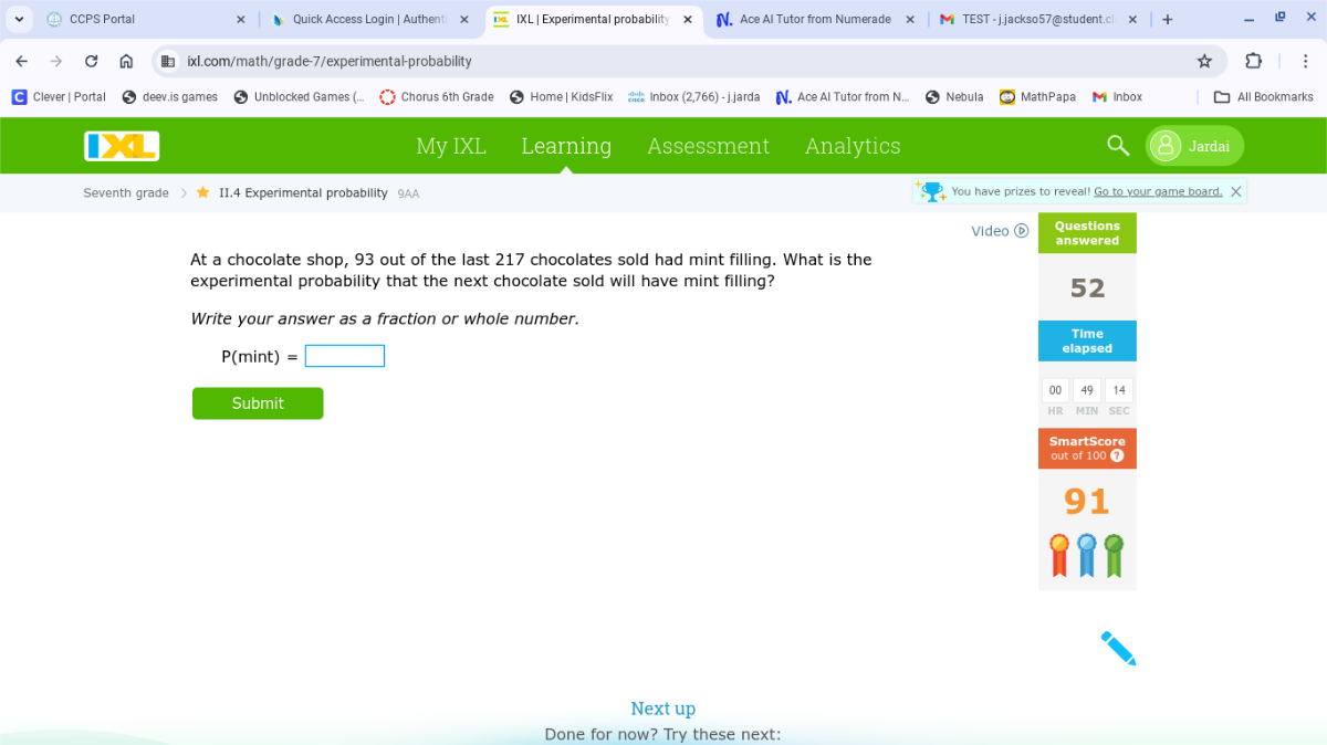 CCPS Portal Quick Access Login | Authent | Experimental probability Ace ...
