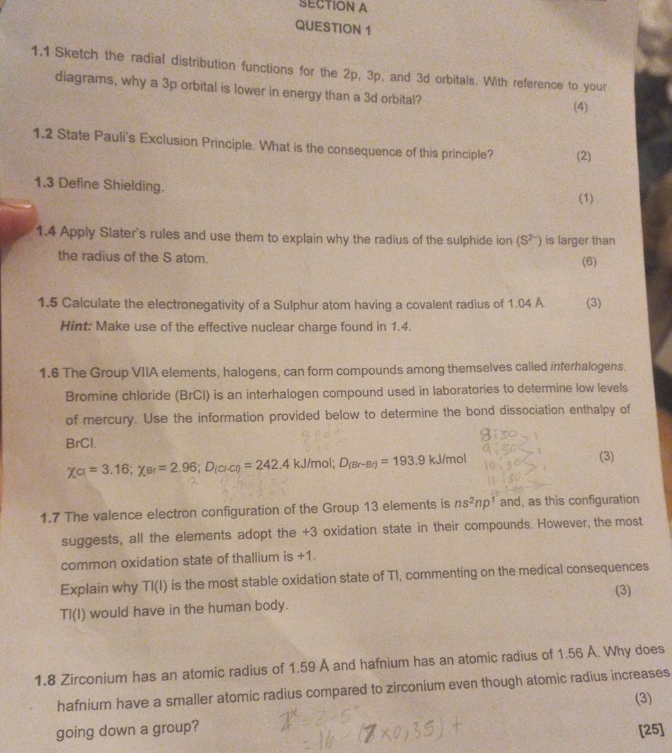 SECTION A QUESTION 1 1.1 Sketch the radial distribution functions for ...