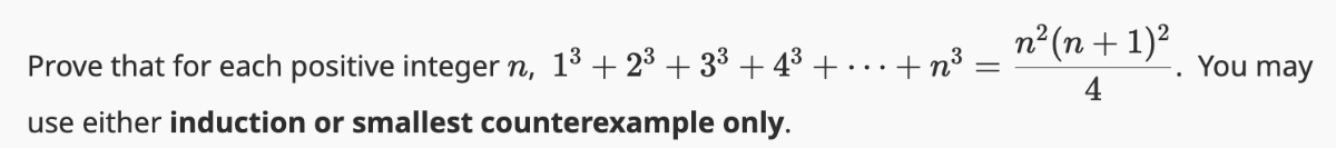 prove that for each positive integer n 13233343cdotsn3fracn2n124 you may use either induction or ...