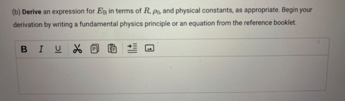 (b) Derive an expression for EB in terms of R, ρ0, and physical ...