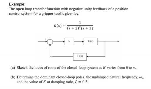 Example: The open loop transfer function with negative unity feedback ...