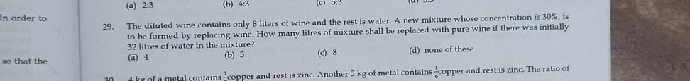 in order to 29 the diluted wine contains only 8 liters of wine and the ...