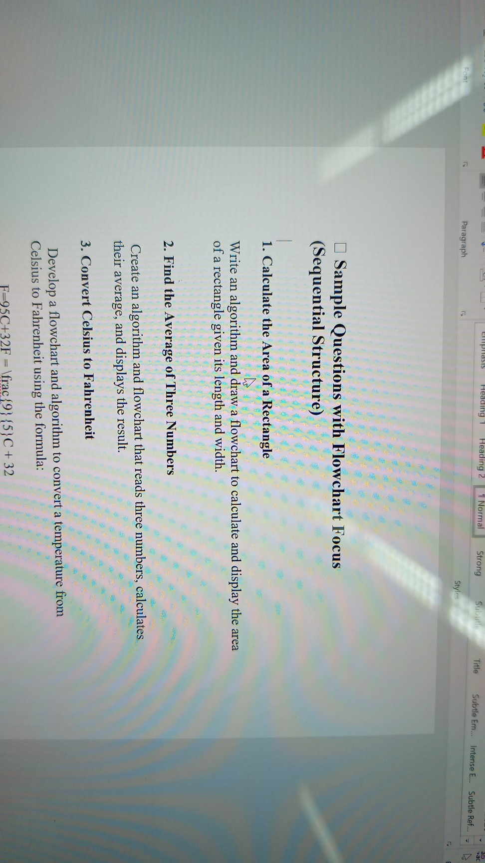 Sample Questions with Flowchart Focus (Sequential Structure) 1 ...