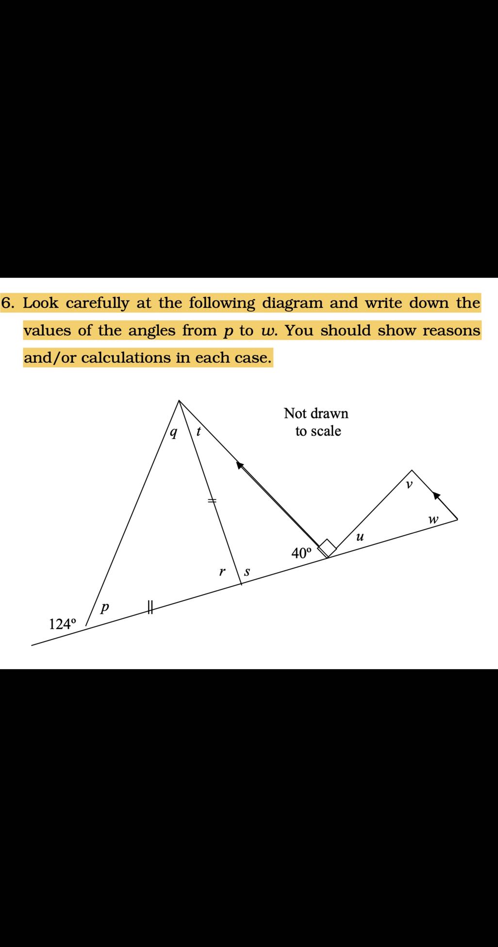6. Look carefully at the following diagram and write down the values of ...