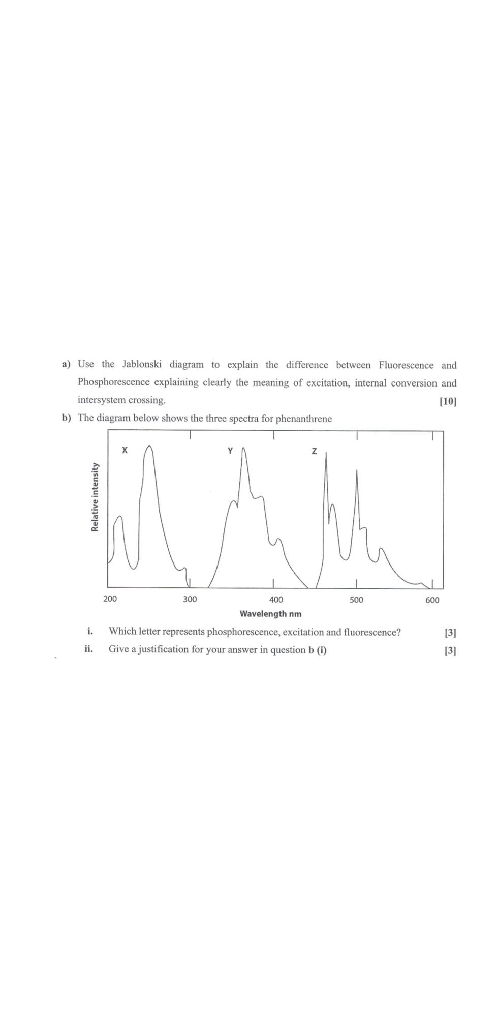 a) Use the Jablonski diagram to explain the difference between ...