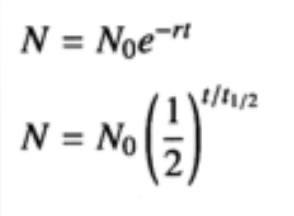 N=N0 e^-r t N=N0((1)/(2))^t / t1 / 2