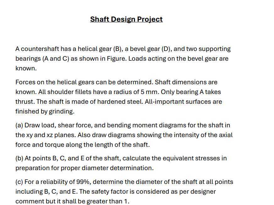 shaft design project a countershaft has a helical gear b a bevel gear d ...
