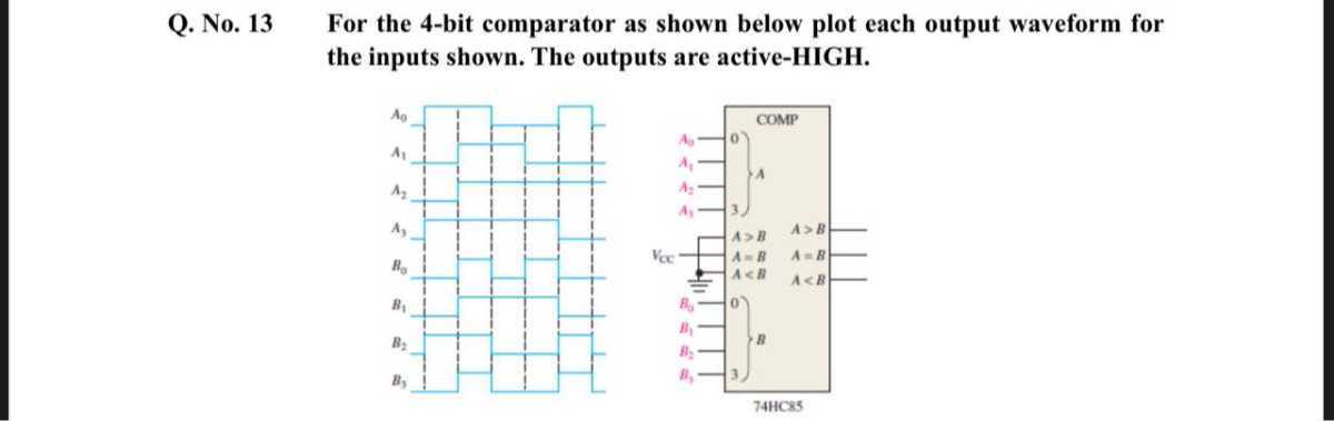 Q No 13 For The 4 Bit Comparator As Shown Below Plot Each Output Waveform For The Inputs Shown 