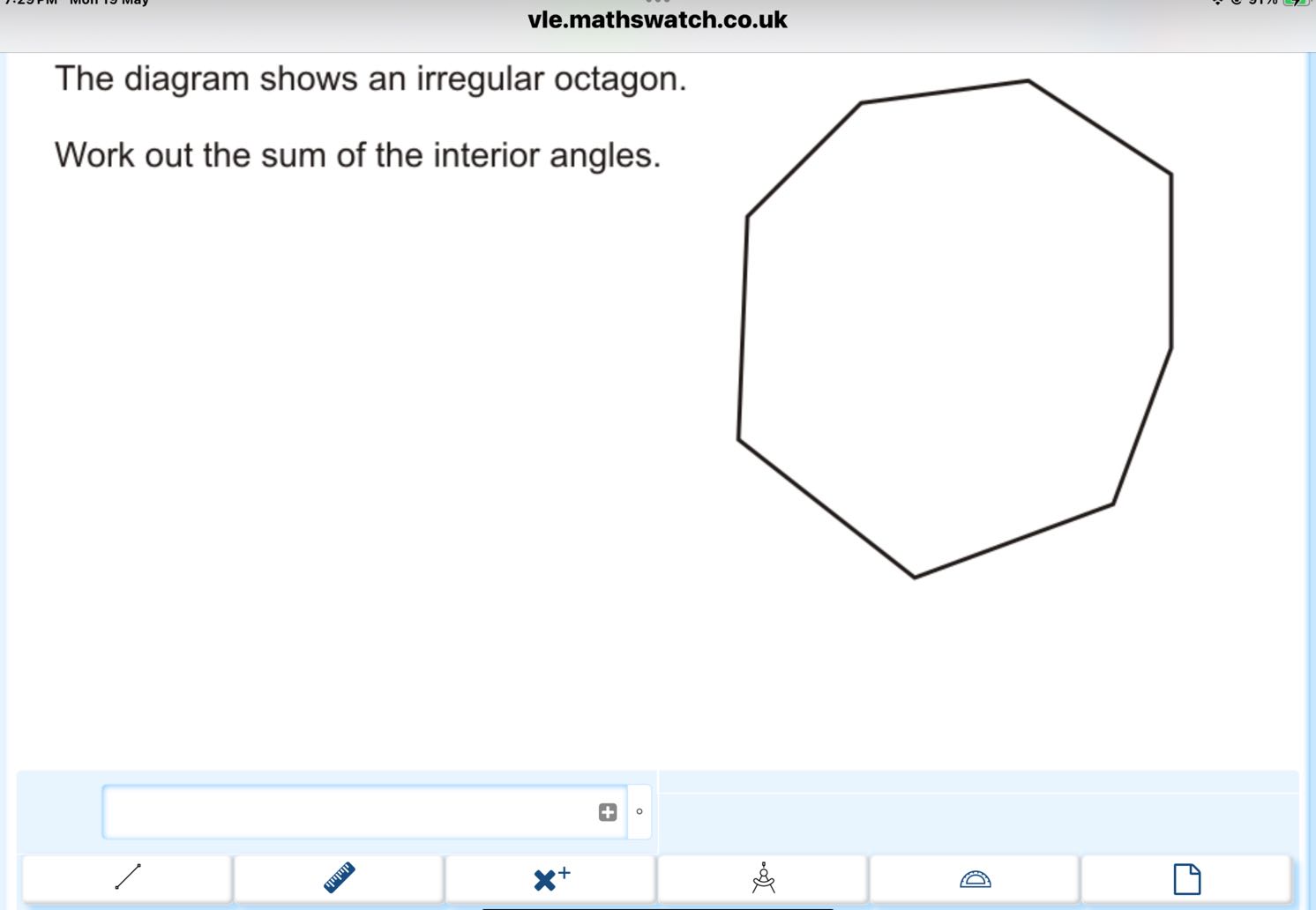 vle.mathswatch.co.uk The diagram shows an irregular octagon. Work out ...