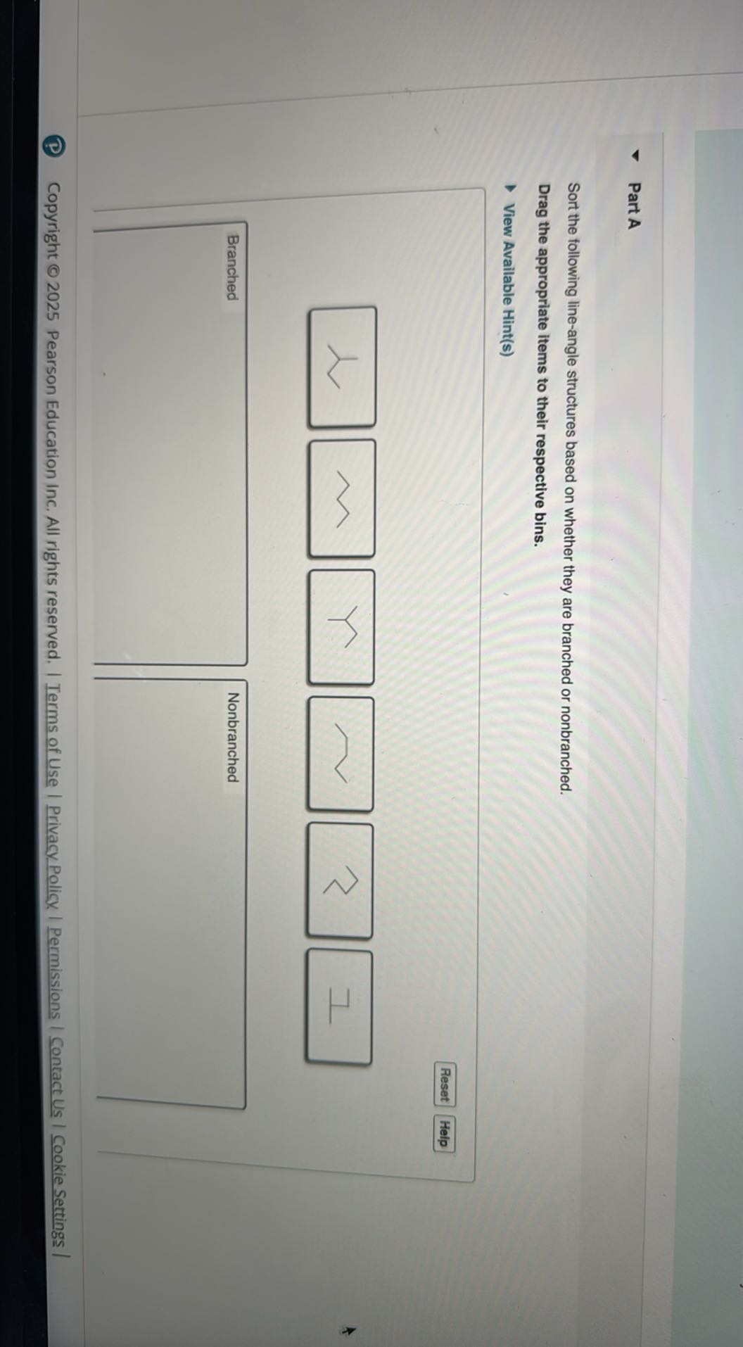 Part A Sort the following line-angle structures based on whether they ...