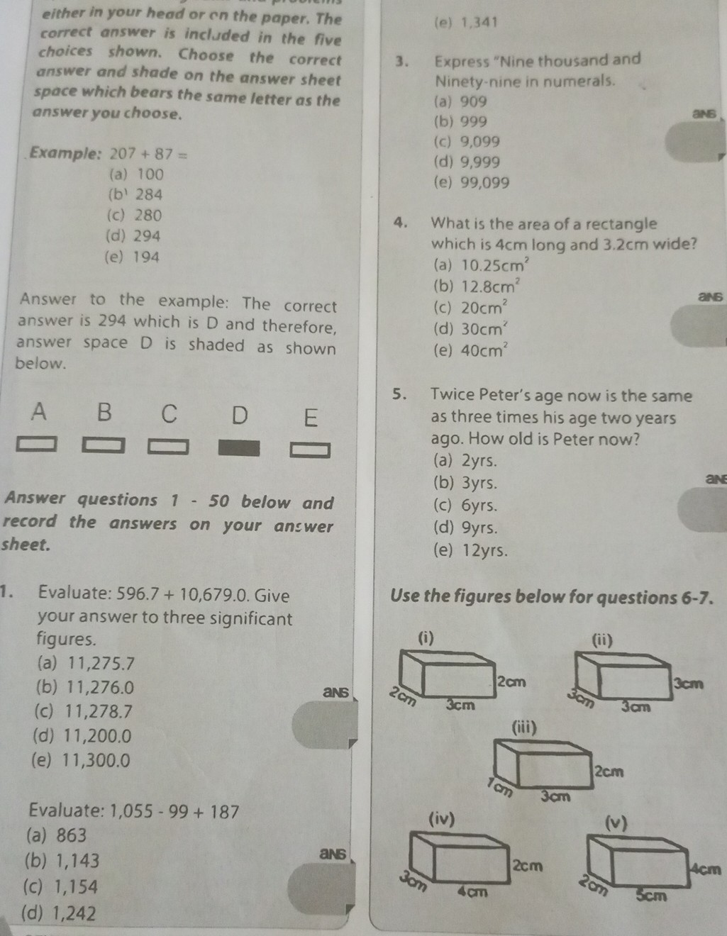 either in your head or on the paper. The correct answer is included in ...
