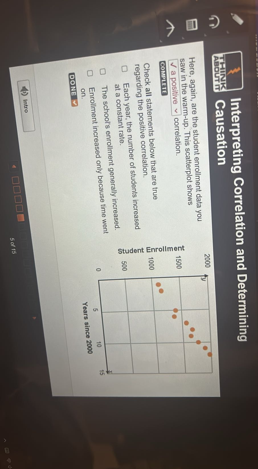 Interpreting Correlation and Determining Here, again, are the student enrollment data you saw in ...