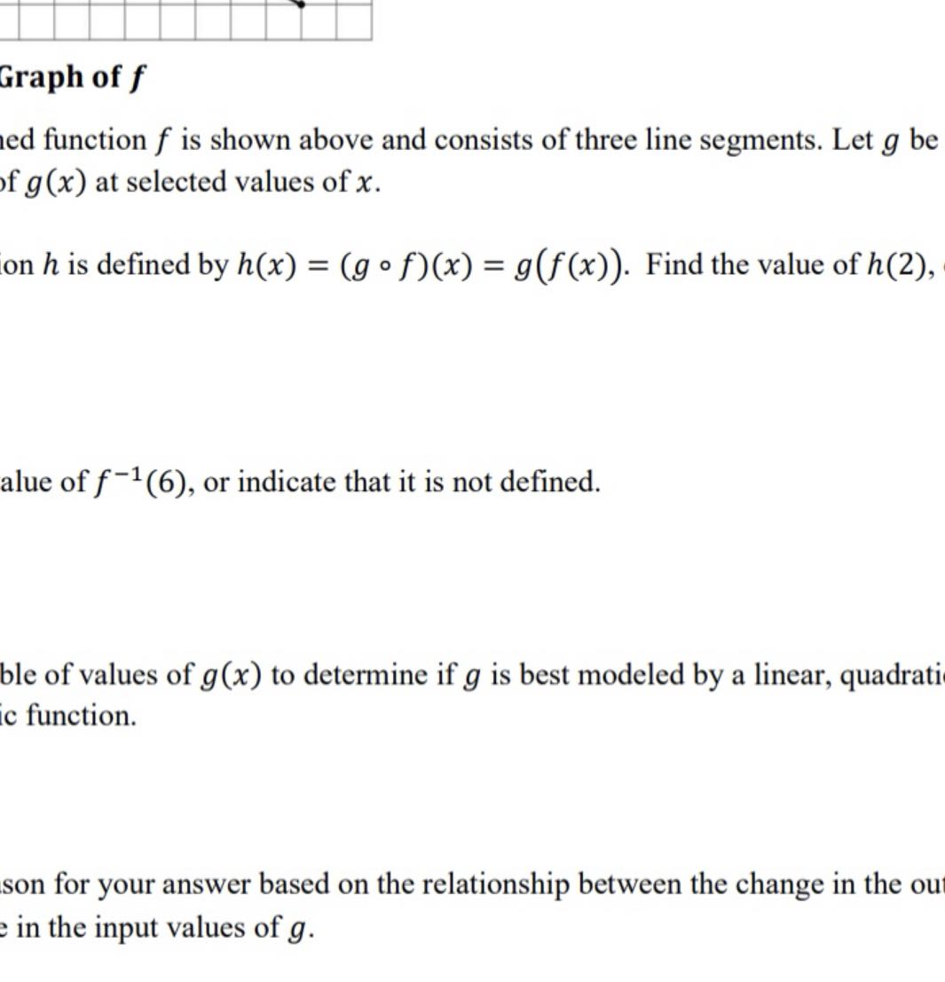 graph of f ed function f is shown above and consists of three line segments let g be f gx at ...