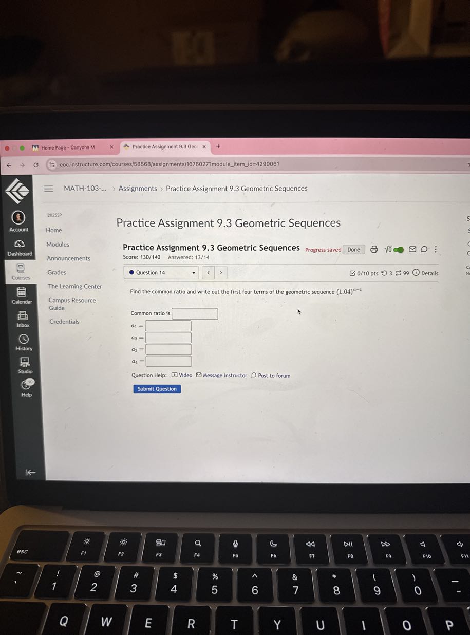 Home Page - Canyons M Practice Assignment 9.3 Geo: coc.instructure.com/courses/58568/assignments ...